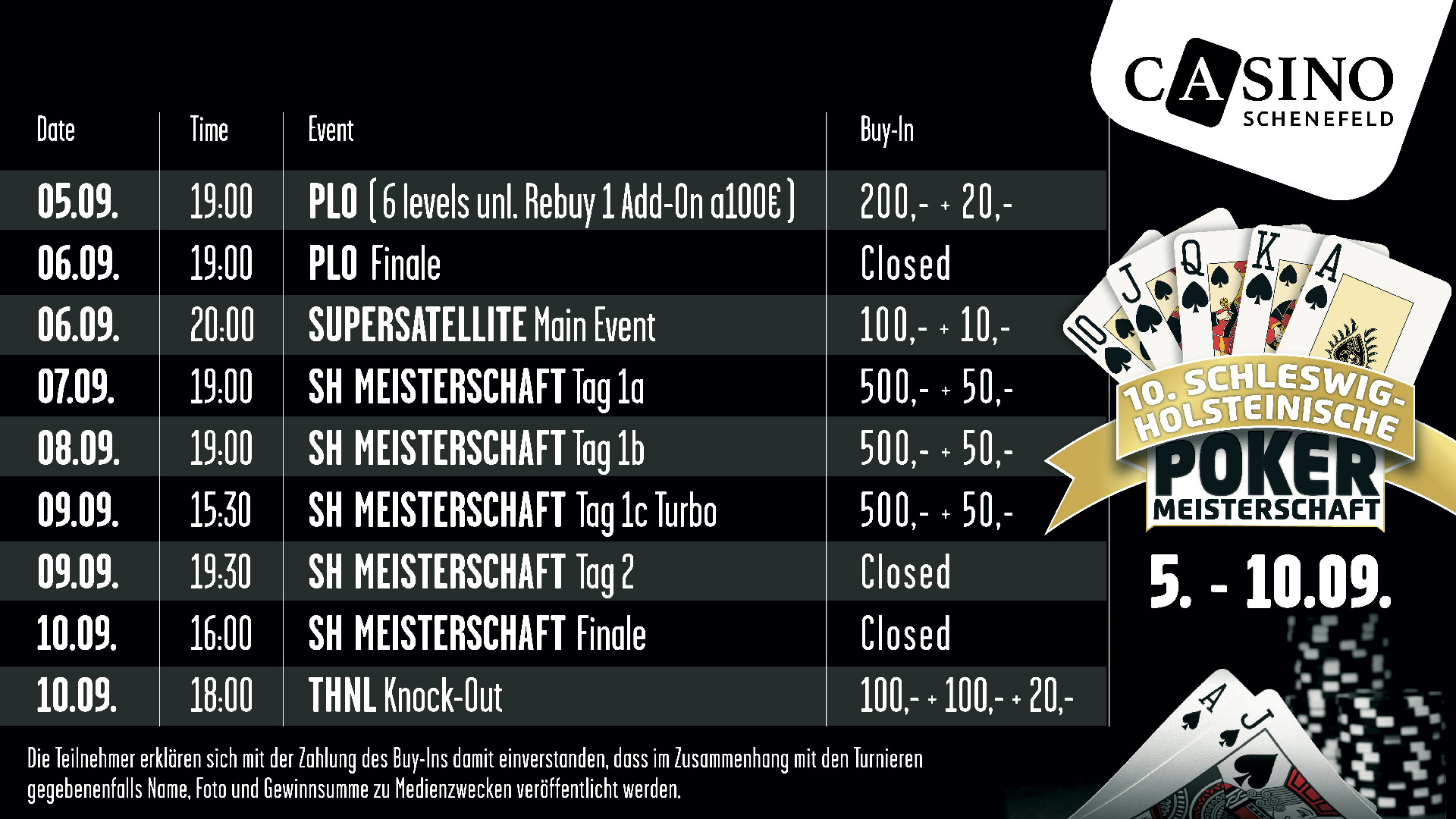 Volle Tische beim Main Event Auftakt der 10. SH-Pokermeisterschaft in ...