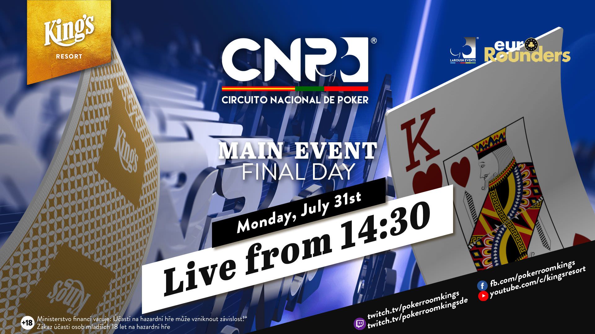 Montag ab 14:30 Uhr - Finaltag des €250 CNP Main Events aus dem King's ...