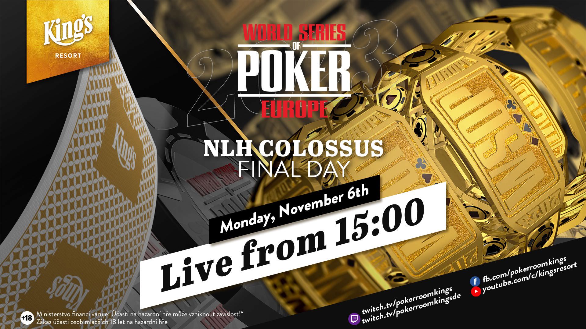 Montag ab 15:00 Uhr - Finale des €550 WSOPE NLH Colossus Events #5! - Hochgepokert