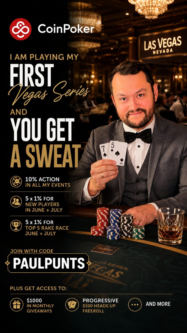 Paul Punts verschenkt auf Coinpoker 10% vom WSOP Debüt!